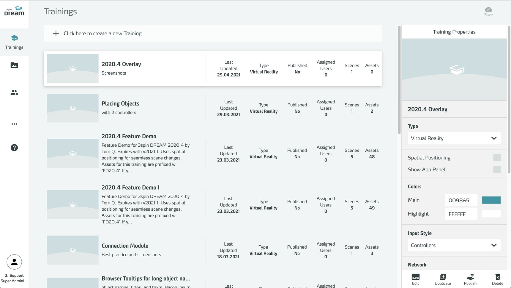 The 3spin Learning platform